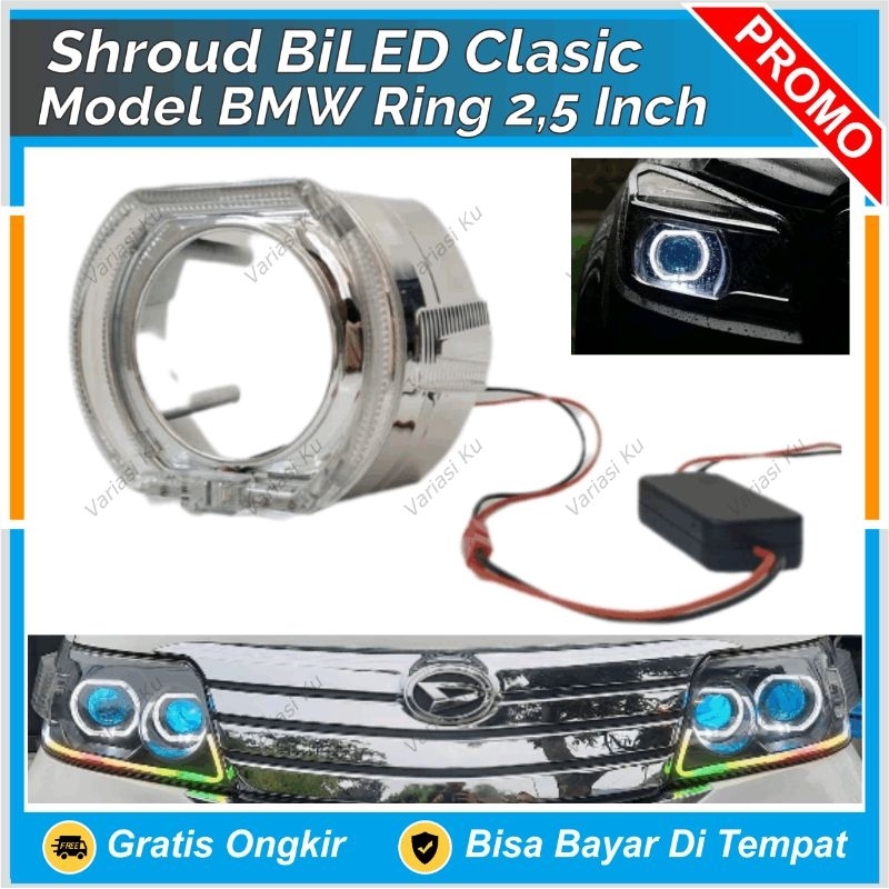 Jual SHROUD BMW KLASIK BLACK HOUSING ANGEL EYES FOR BILED PROJECTOR 2,5 ...