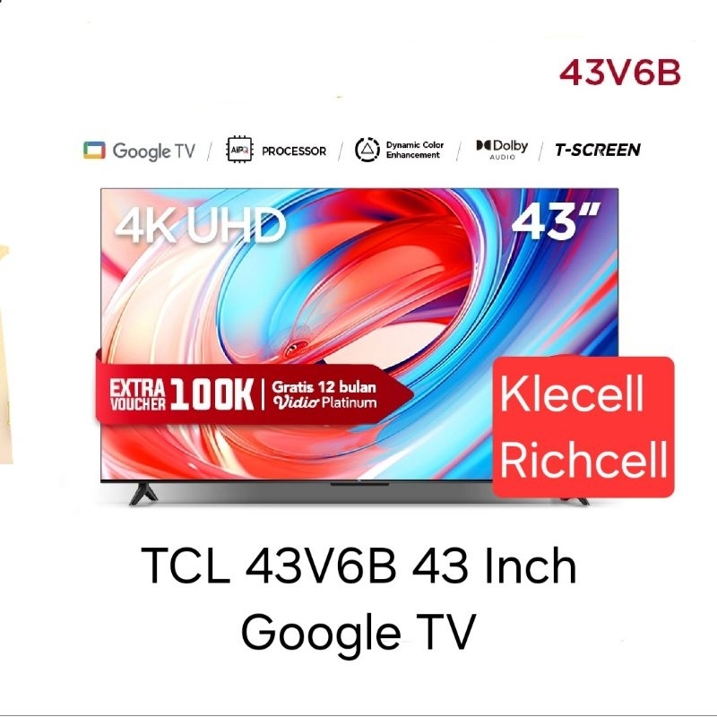 Jual TCL 43V6B Khusus Gojek Surabaya Smart TV - 43 Inch - V6B Series ( Model: 43V6B) - 4K UHD ...