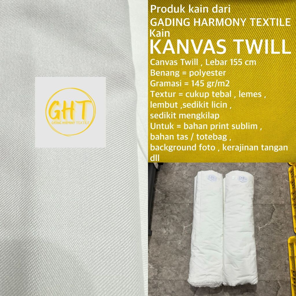 Jual ( per 25 cm ) kain KANVAS TWILL cap TEROMPET lebar 155 cm ...