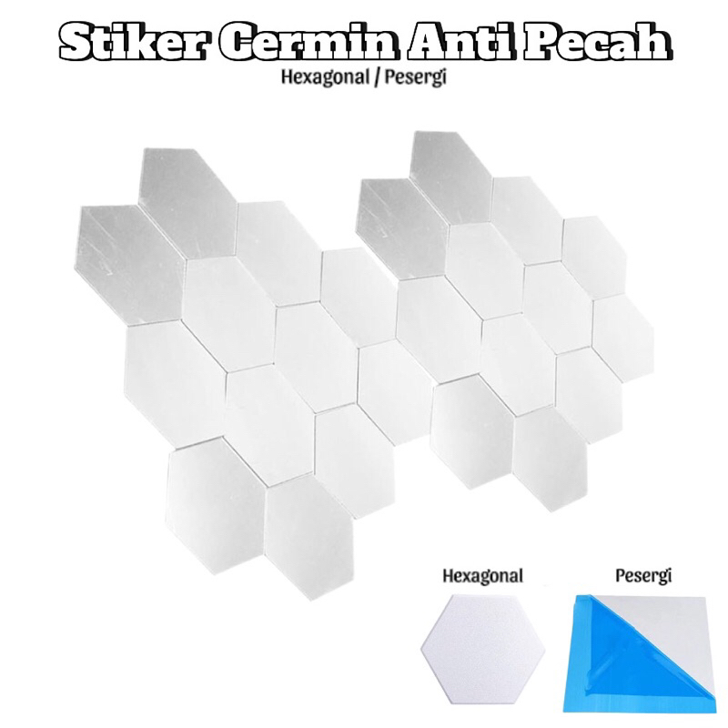 Jual Stiker Cermin Dinding Anti Pecah Persegi Rectangular Hexagonal ...