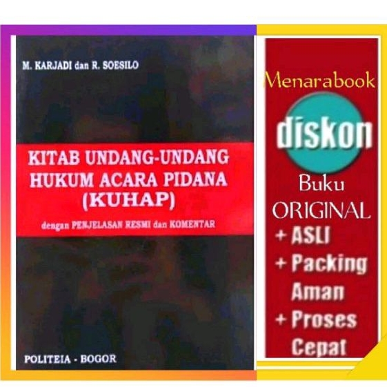 Jual Kitab Undang Undang Hukum Acara Pidana ( KUHAP ) - R. Soesilo ...