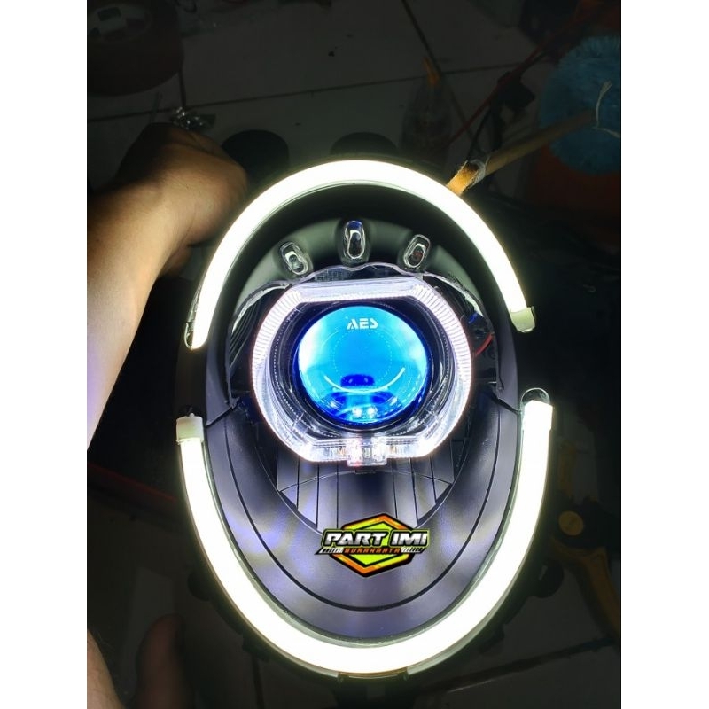 Jual headlamp custom Scoopy 2017-2019 set biled aes turbo experience 2 ...