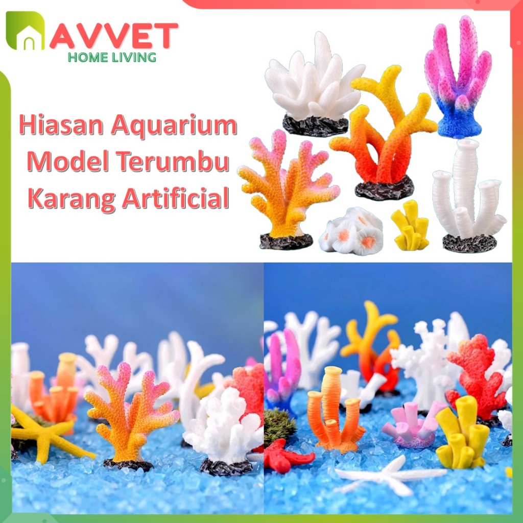 Jual AVVET Hiasan Aquarium Model Terumbu Karang Artificial Coral Fish Tank Decoration Ornamen ...