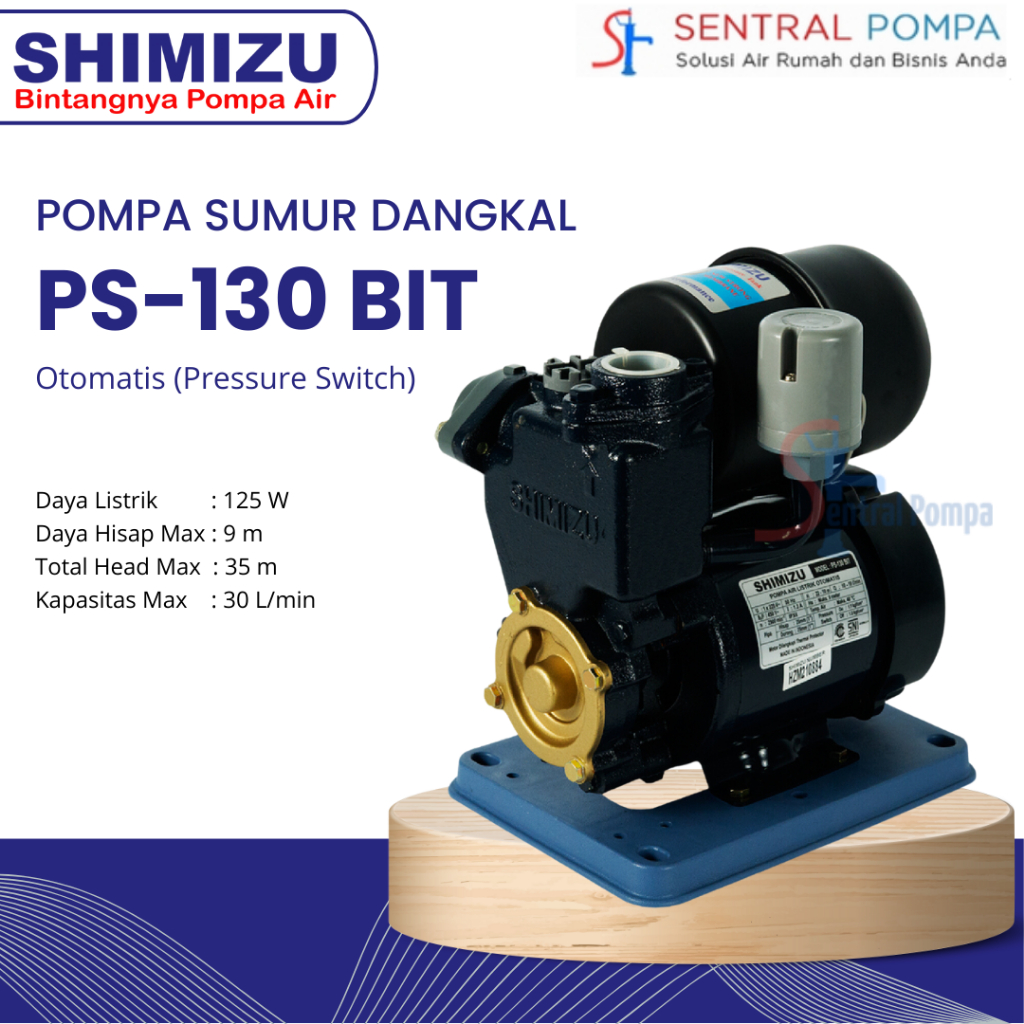 Jual Shimizu PS 130 BIT Pompa Sumur Dangkal 125 watt PS130 Pompa Hisap ...
