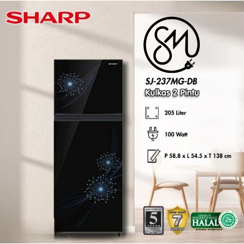 Jual Kulkas Sharp 2 pintu SJ-237MG DB DP 237MG SJ237 205 L Kirei | Shopee Indonesia