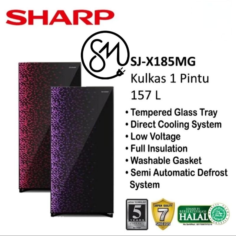 Jual Kulkas Sharp 1 pintu SJ-X185MG GB GR 185MG SJX185 157 L Kirei | Shopee Indonesia