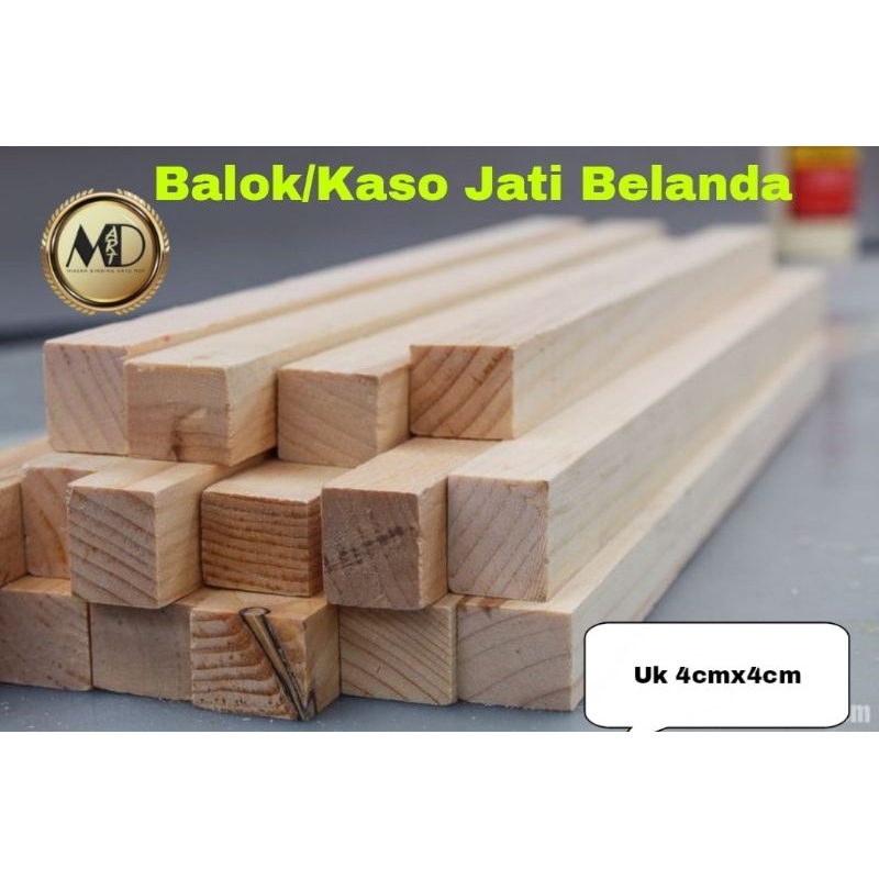 Jual Balok Kayu Jati Belanda/ Kaso Jati Belanda 4x4 | Shopee Indonesia