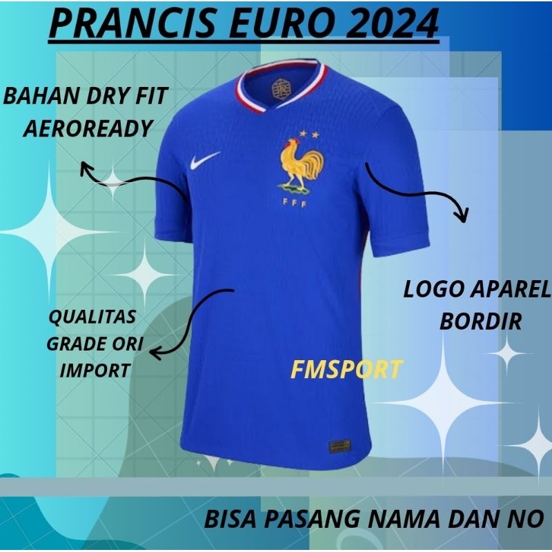 Jual JERSEY PERANCIS EURO 2024 BAJU BOLA PIALA EROPA HOME AWAY GRADE ...