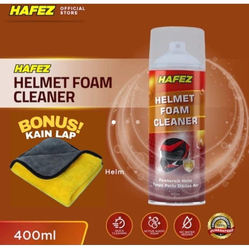 Jual Hafez helmet foam cleaner pembersih helm 400ml bonus kain ...