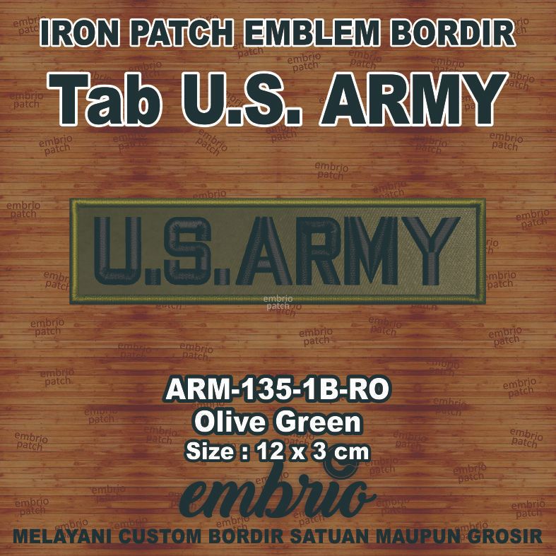 Jual ARM-135-1B-RO Patch US ARMY tab emblem bordir nametag u.s. military tactical iron on ...