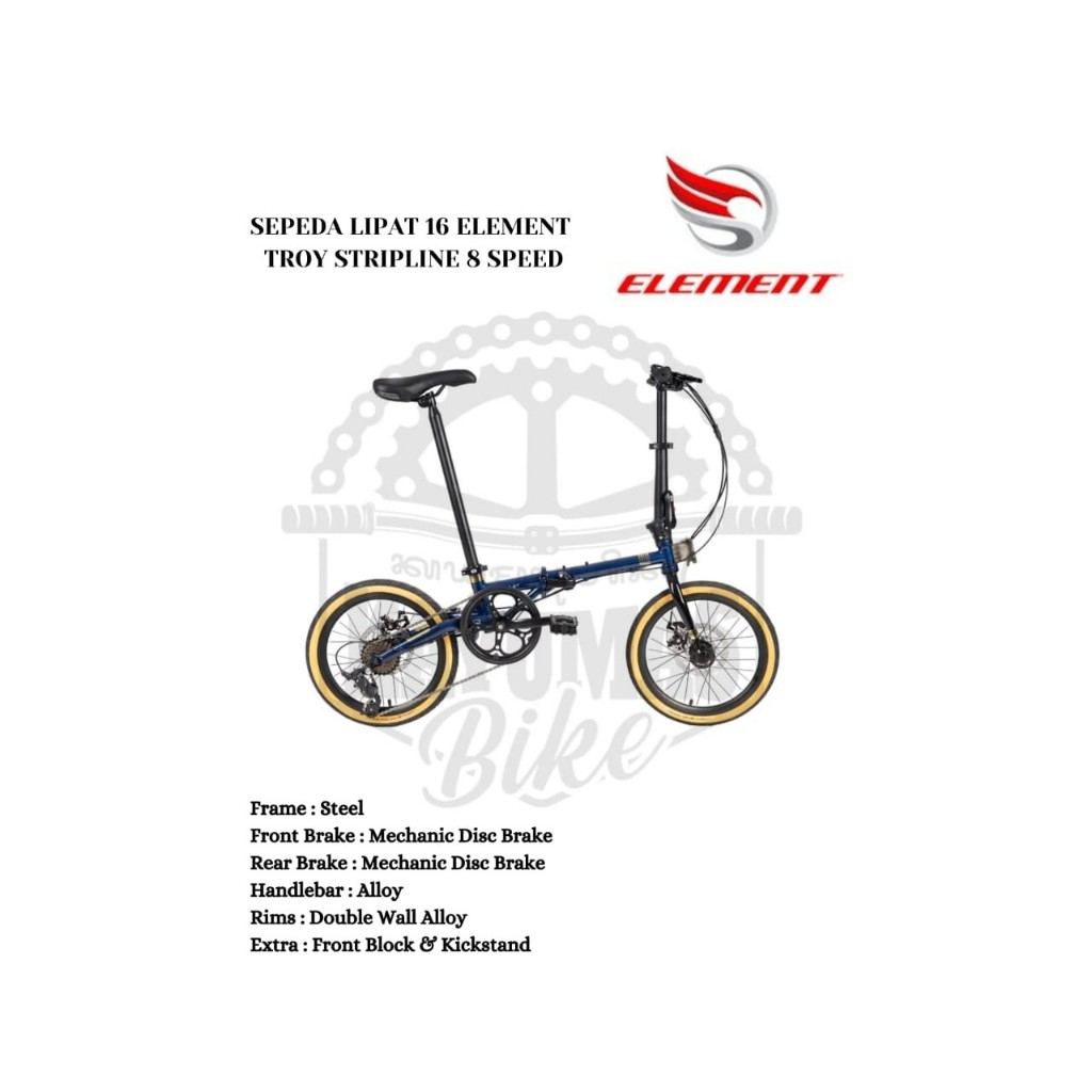 Jual SEPEDA LIPAT 16 ELEMENT TROY STRIPLINE 8 SPEED FOLDING BIKE | Shopee Indonesia