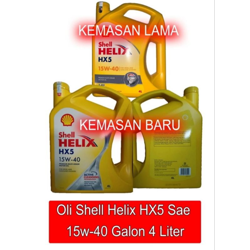 Jual oli mesin shell helix hx5 sae 15w-40 kemasan terbaru ukuran 4L ...