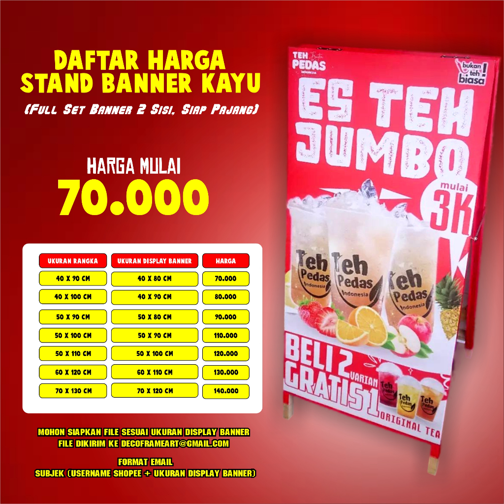 Jual Stand Iklan Banner MMT Kayu Segitiga | Shopee Indonesia