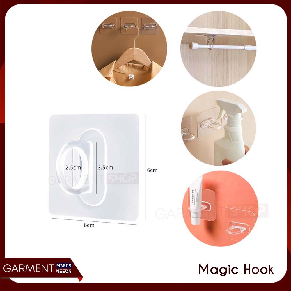 Jual Gantungan Tempel Magic Hook Cadangan Stiker Lem Kuat Dinding Transparan Laci Pigura Jam ...