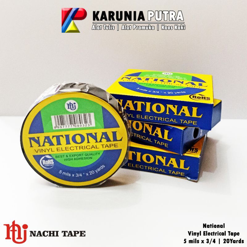 Jual Isolasi Hitam Listrik PVC National Tape 3/4" X 20Yards | Shopee ...