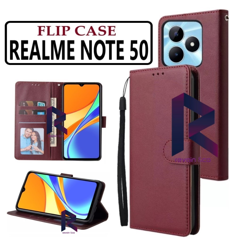 Jual CASE HP REALME NOTE 50 FLIP WALLET LEATHER KULIT PREMIUM SARUNG ...