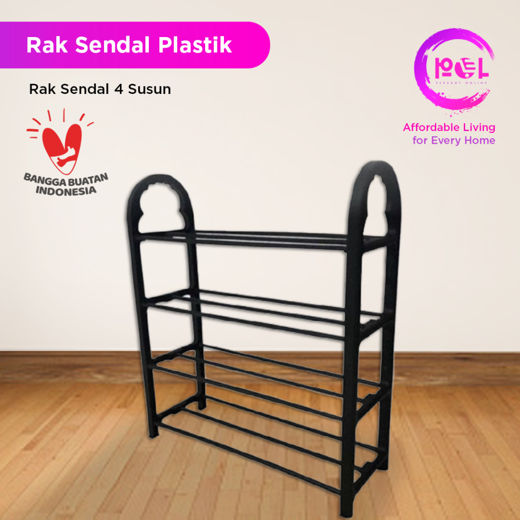 Jual [POL] COD Rak Sepatu Sendal Plastik 4 Susun | Rak Sendal 4 Tingkat ...