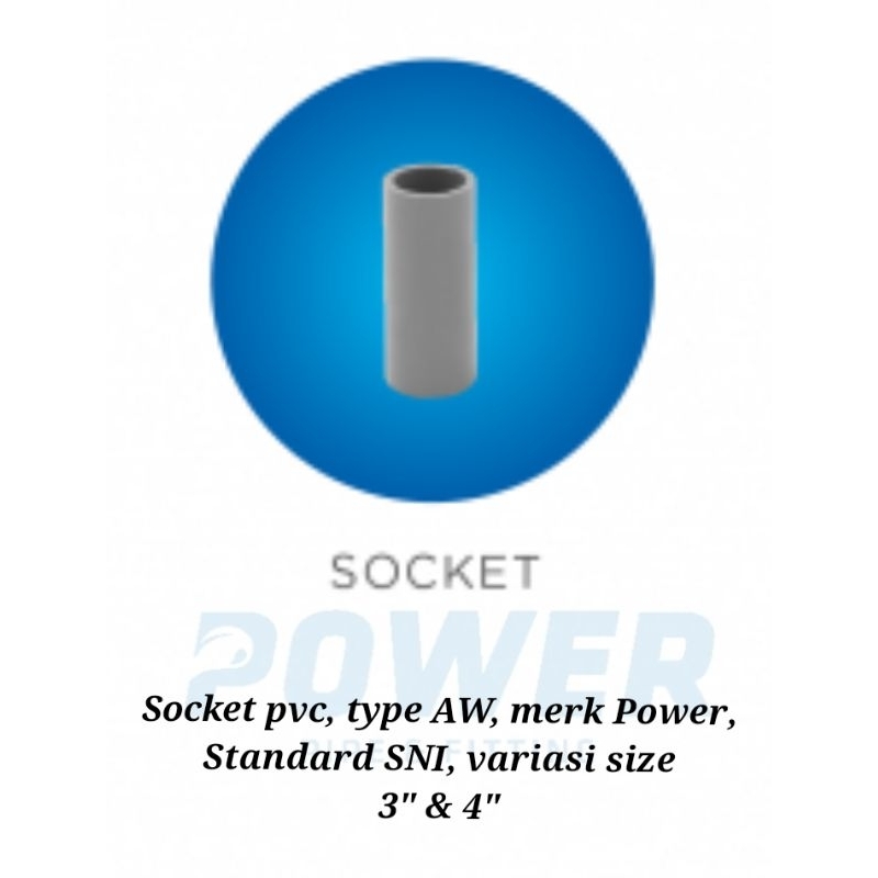 Jual Sock polos/sambungan pipa pvc, type AW, merk Power, Standard SNI ...