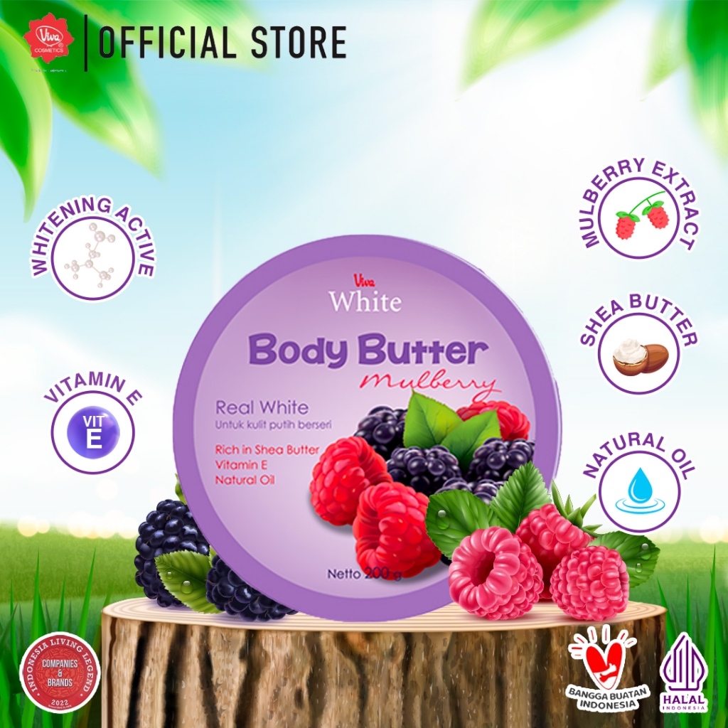Jual Viva White Body Butter Mulberry (WHITENING) with SHEA BUTTER, VIT E & NATURAL OIL - 200 Gr ...