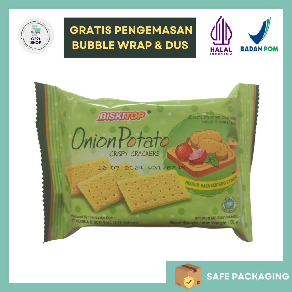 Jual Biskitop Onion Potato Crispy Crackers 50gr - Biskuit Renyah ...