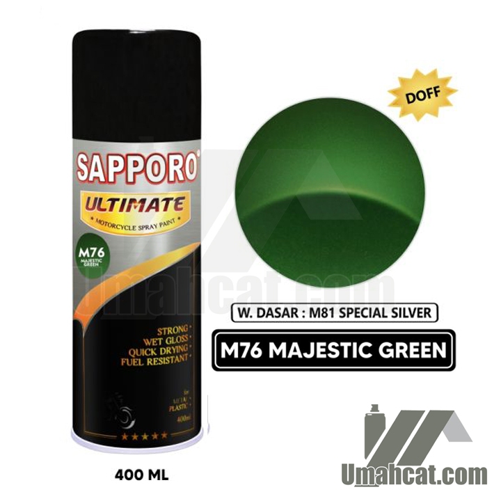 Jual Cat Spray Sapporo Ultimate 400ml M76 Majestic Green Doff | Cat ...