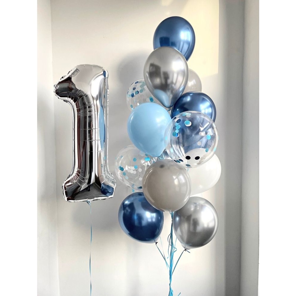 Jual Set Dekorasi Angka Silver Biru / Dekorasi anak cowo | Shopee Indonesia
