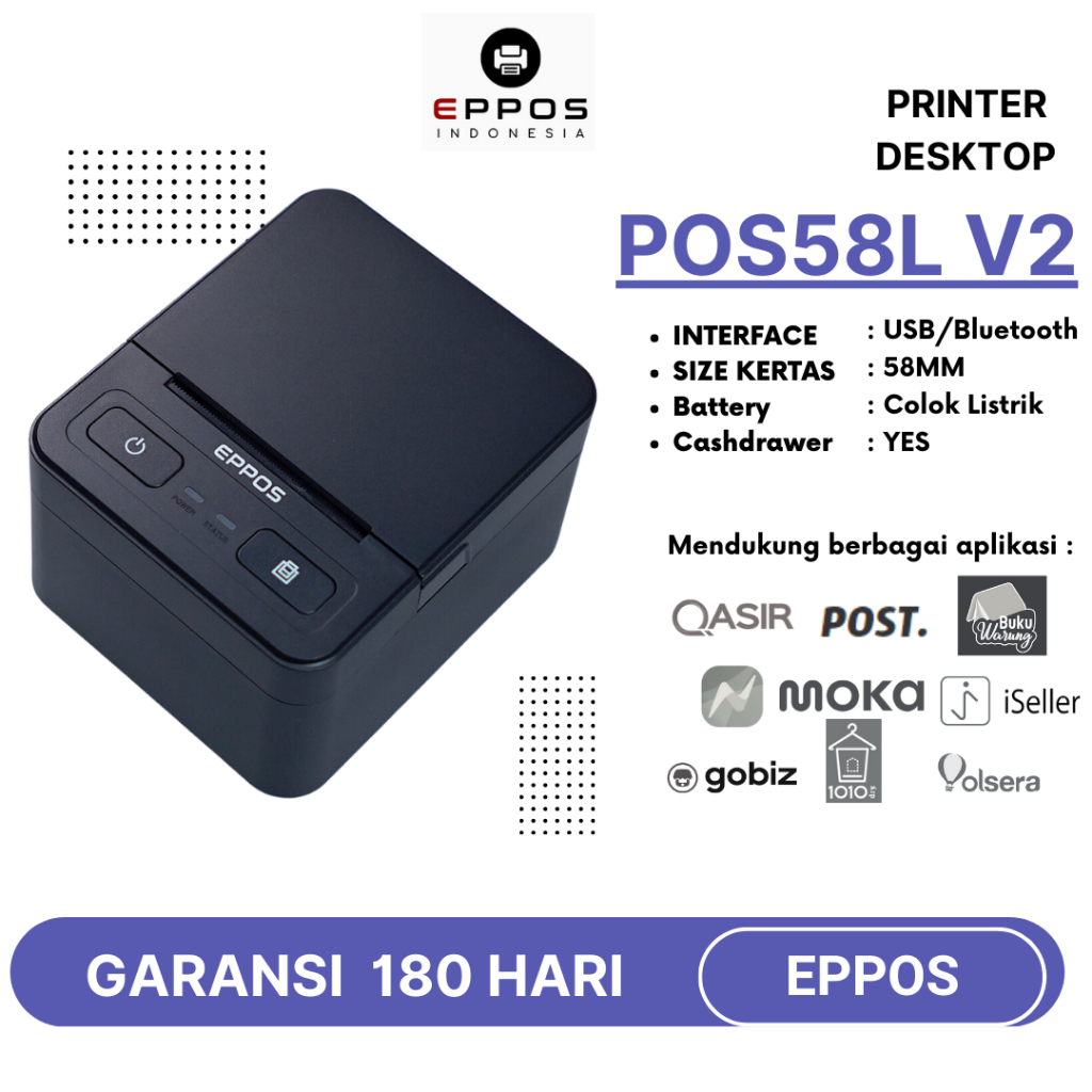 Jual Printer Thermal EPPOS 58mm POS58L V2- USB BLUETOOTH | Shopee Indonesia