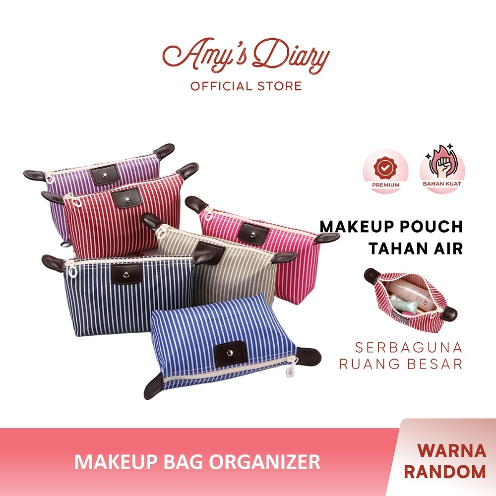 Jual AMY'S DIARY Pouch Makeup Travel Motif Garis | Shopee Indonesia