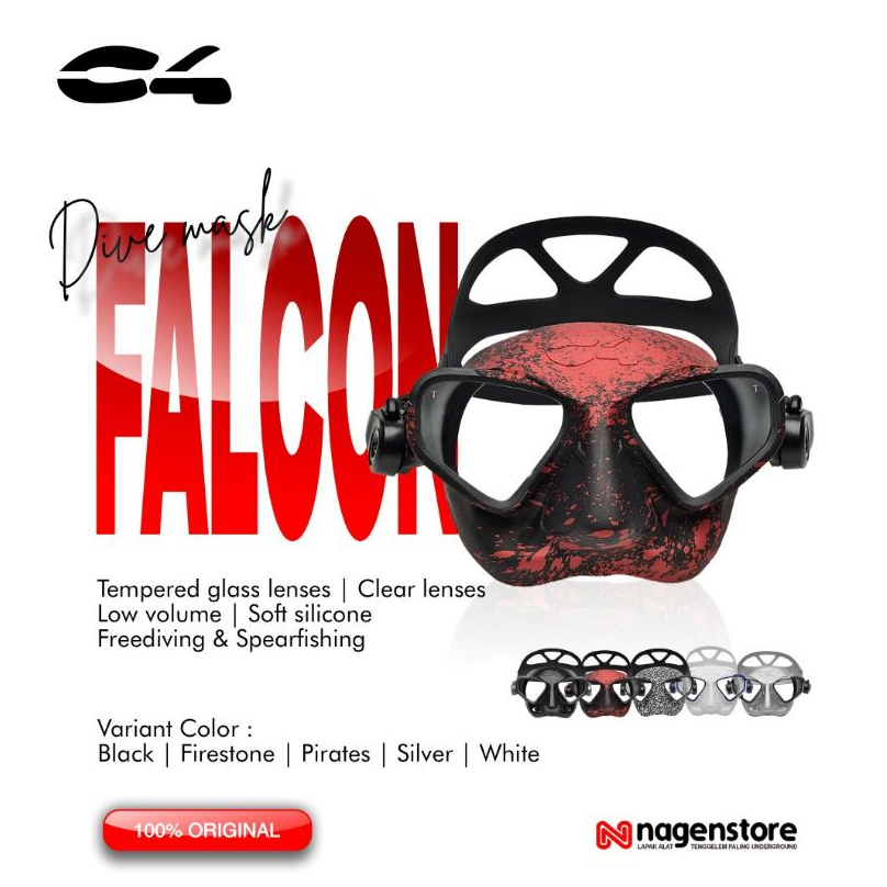 Jual C4 Falcon Firestone Low Volume Dive Mask Freediving Masker Selam ...