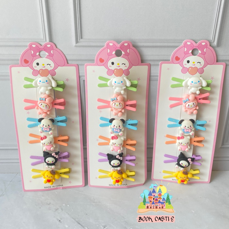 Jual Jepitan poni sanrio set isi 6 karakter melody cinamoroll pochacco ...