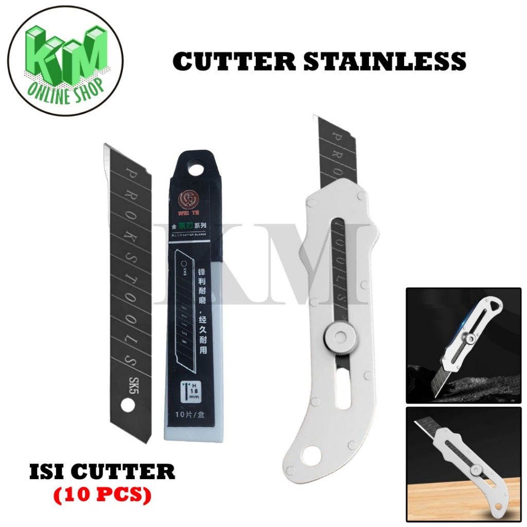 Jual Cutter Stainless Steel Pisau Cutter Potong Multifungsi 18 MM ...