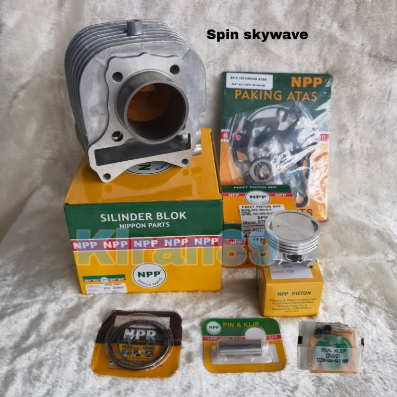 Jual Blok Seher Boring Silinder Spin 125 Skywave+Piston Kit+Topset+Seal ...
