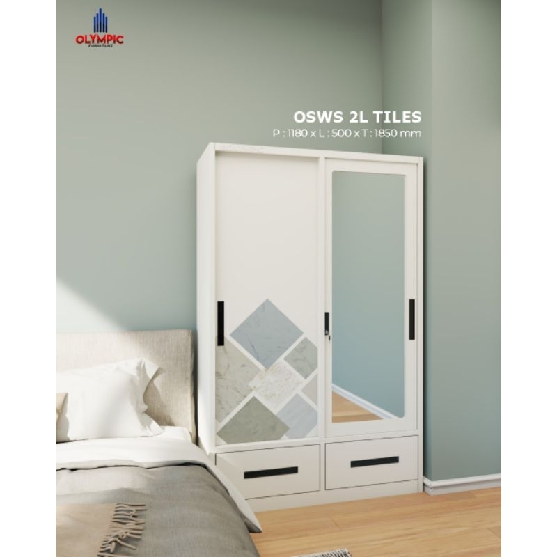 Jual Lemari Baju Besi Olympic 2 Pintu OSWS 2L TILES | Shopee Indonesia
