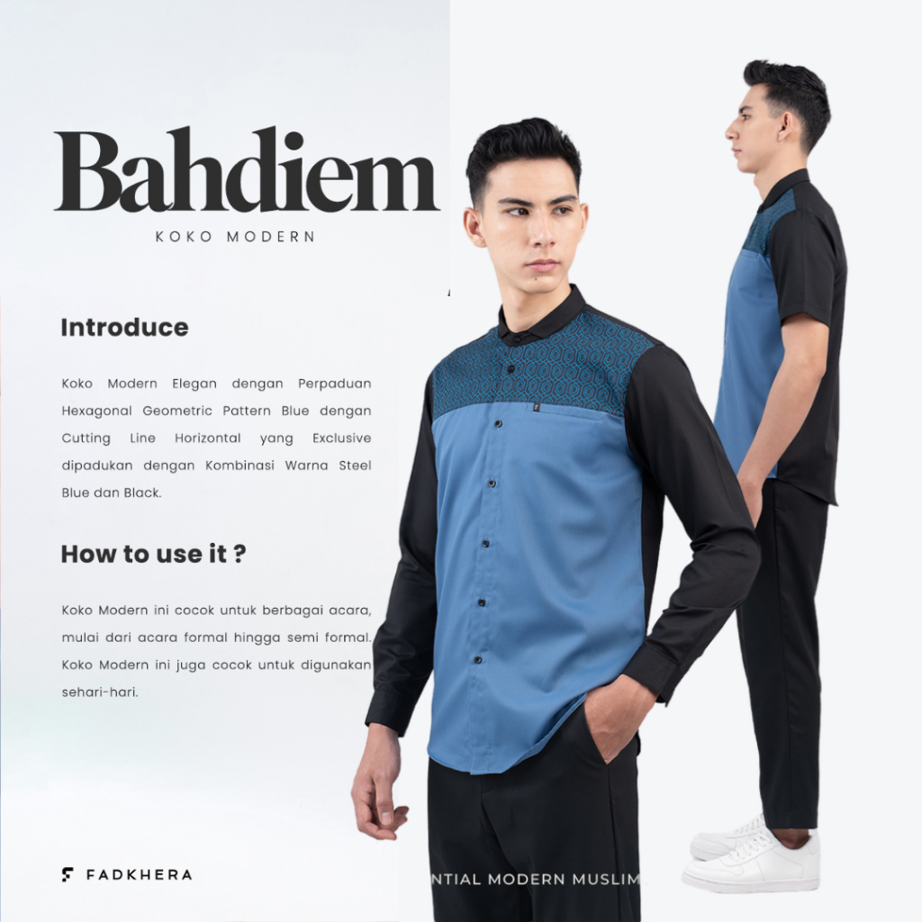 Jual Baju Koko Modern Fadkhera Terbaru BAHDIEM Kemko Elegan Dengan ...