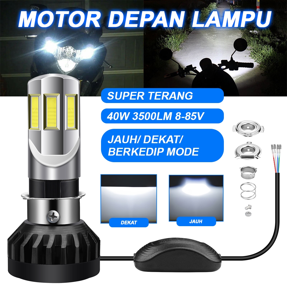 Jual Lampu Led Motor H4 H6 6 Sisi SUPER TERANG AC/DC 40 Watt KIPAS BOHLAM | Shopee Indonesia