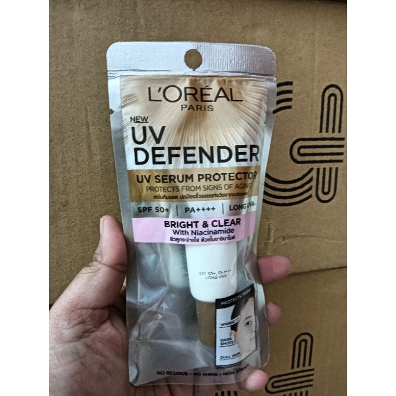 Jual loreal paris new uv defender uv serum protektor / Bright & Clear spf 50 15ML / mate & fresh ...