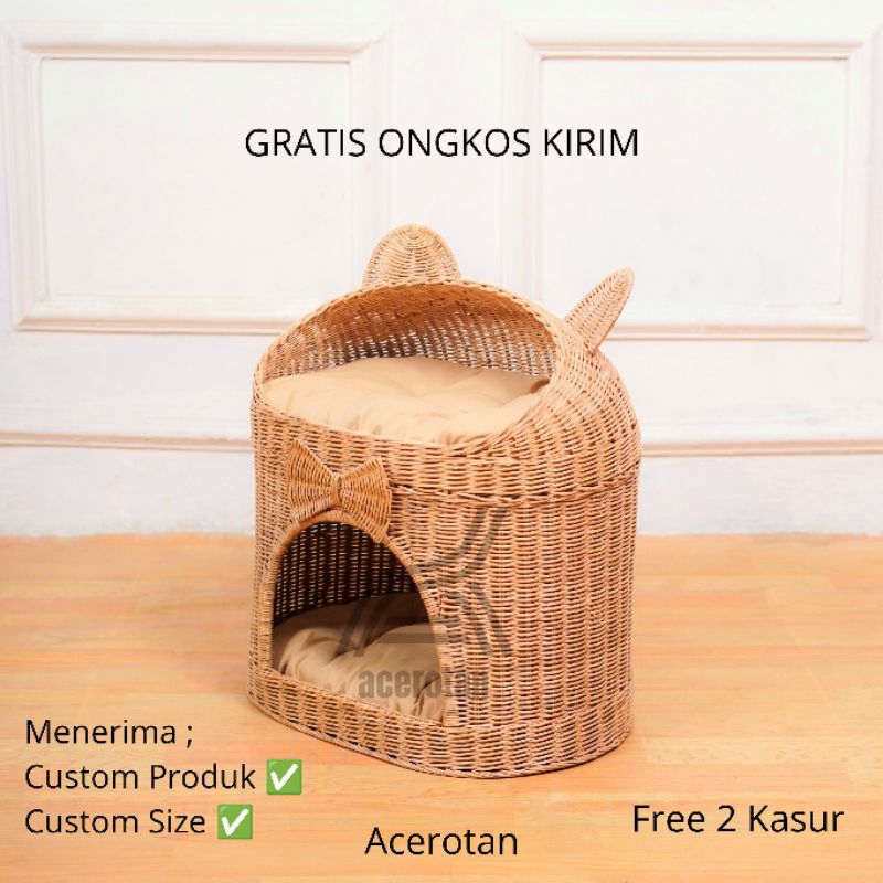 Jual RUMAH KANDANG KUCING DAN ANJING ROTAN MENARA JUMBO OVAL TINGKAT ...