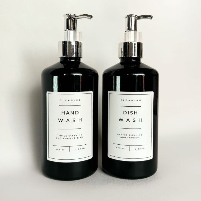 Jual Botol Hitam Glossy Premium 500ml Pump Silver Fancy White Label ...