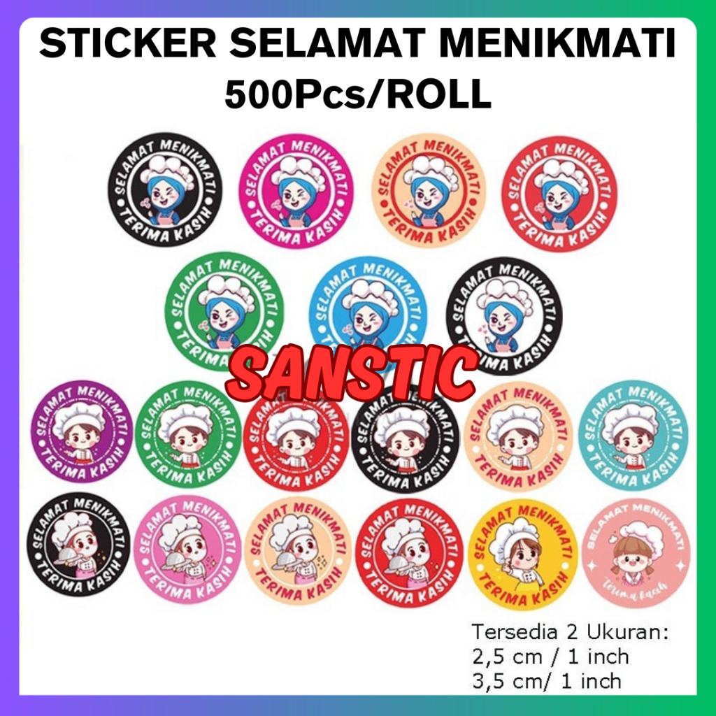 Jual 1 ROLL 500Pcs Sticker Label SELAMAT MENIKMATI STICKER THANK YOU ...