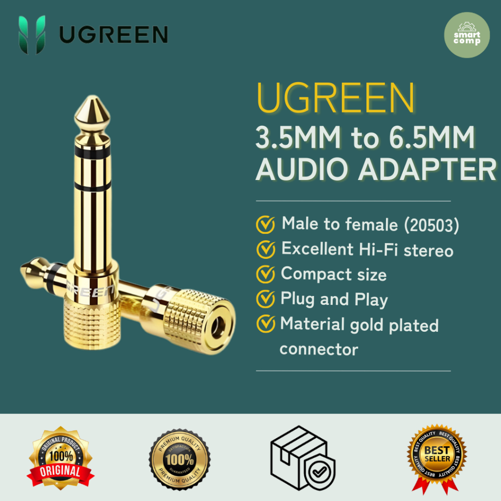 Jual UGREEN 20503 Audio Jack 6.5mm MALE to 3.5mm FEMALE Adapter Converter | Shopee Indonesia