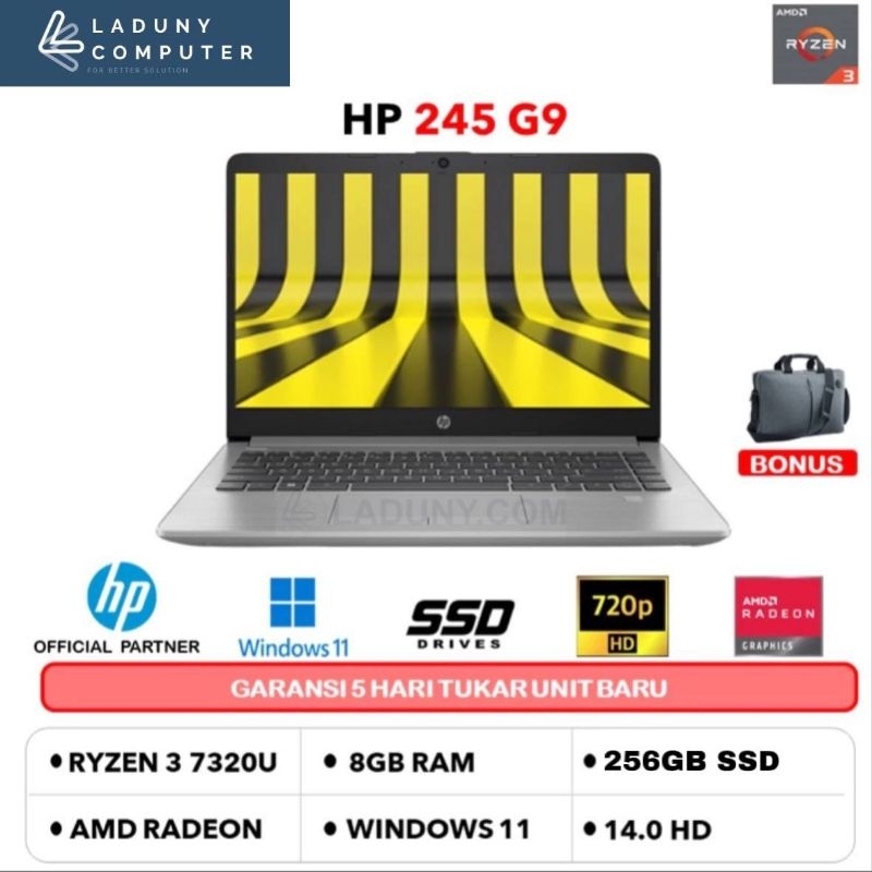 Jual Laptop HP 245 G9 R3/8GB/256GB/w11 | Shopee Indonesia
