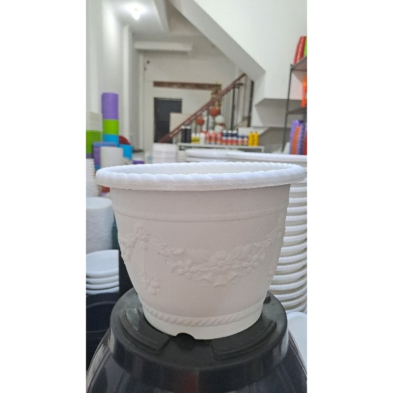 Jual Pot Bunga Glory motif Bunga uk 25 CM Putih/ Pot Bunga Shallom 25 ...