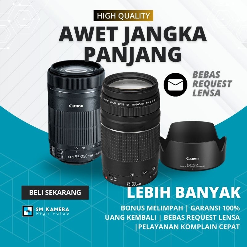 Jual LENSA TELE DSLR CANON 55-250MM TELE 75-300MM TELE CANON 100-300MM ...
