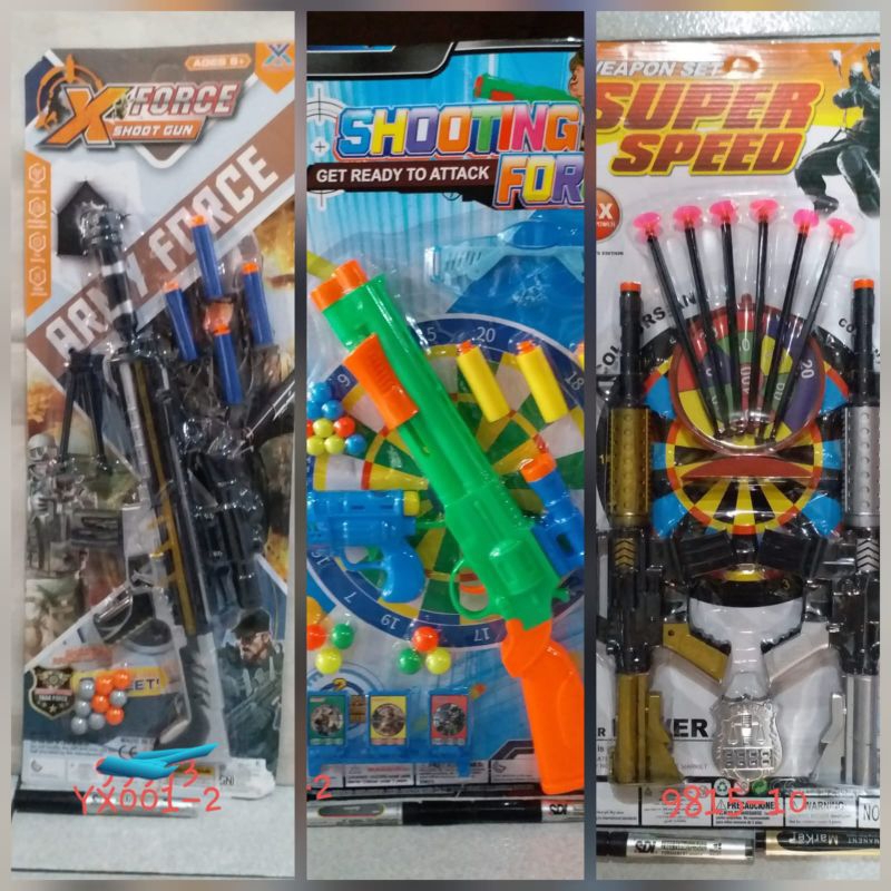 Jual Mainan anak Pistol Papan//Shooting Force//Shoot Gun//Weapon Set ...