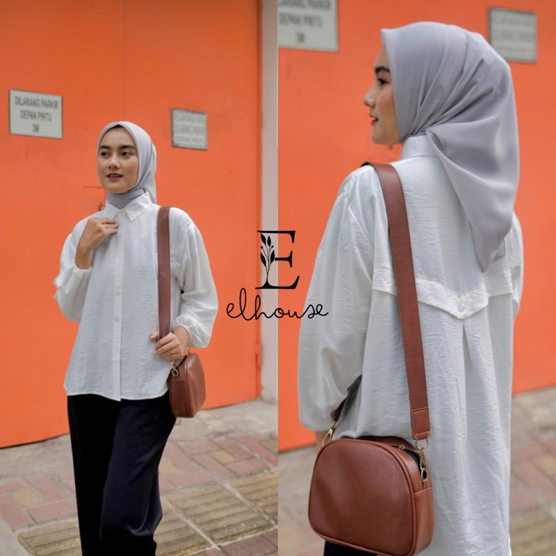 Jual Kemeja Wanita Laura Blouse Polo Linen Premium Atasan Fashion ...