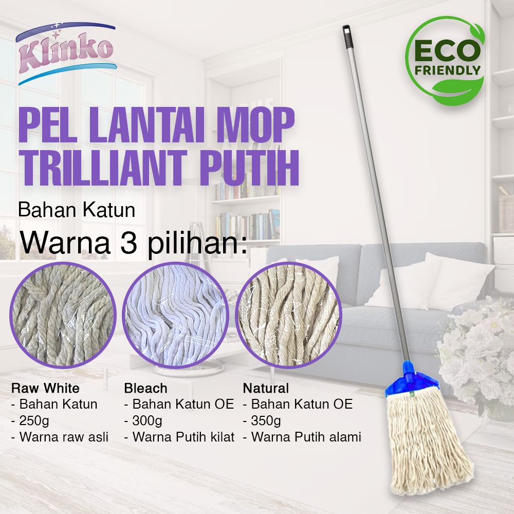 Jual Myhomey Alat Pel Lantai Putih Jepit Mop Triliant OE White Katun ...
