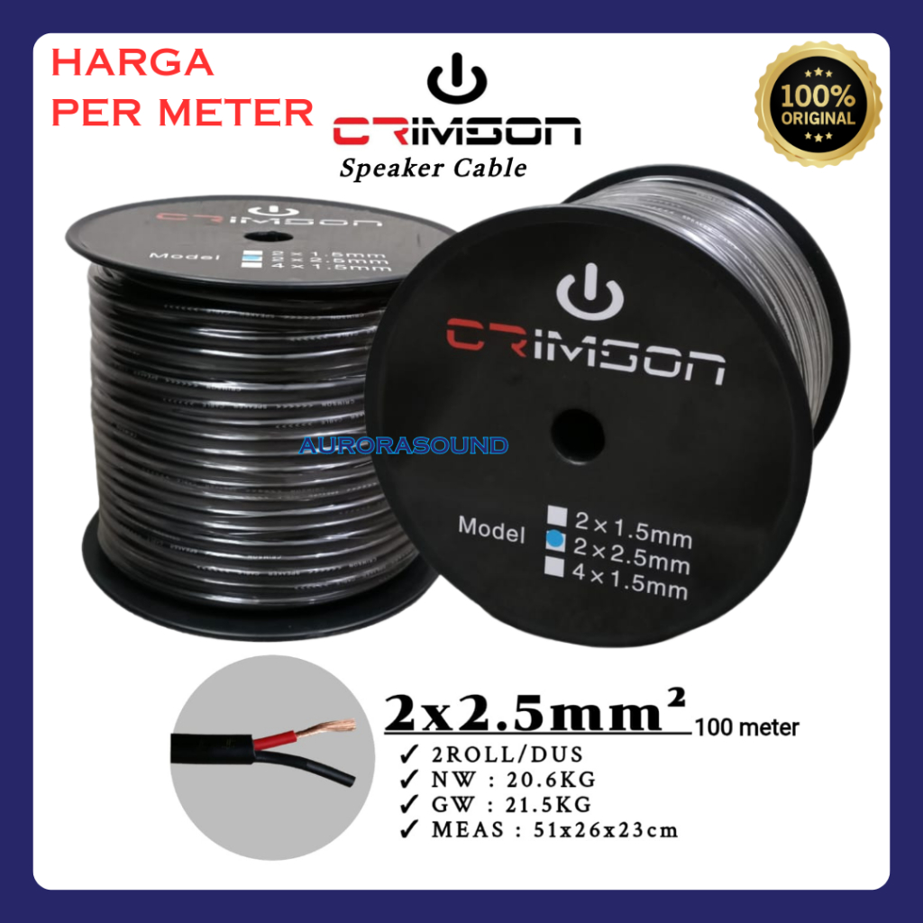 Jual KABEL SPEAKER CRIMSON PROFESSIONAL AUDIO 2X2,5 MM HARGA PER METER ...