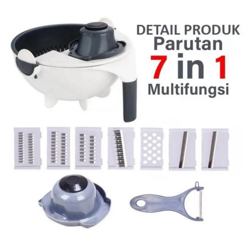 Jual Pemotong buah sayur vegetable cutter 7 in 1 baskom double parut ...
