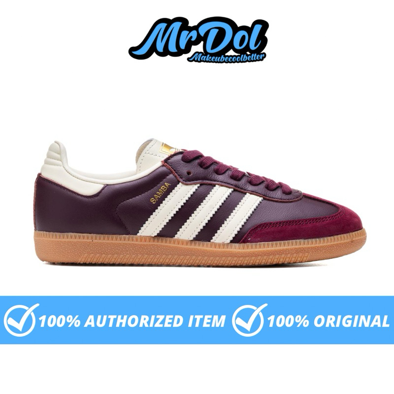 Jual Adidas Samba OG Burgundy Maroon Cream White (ID0477) | Shopee ...