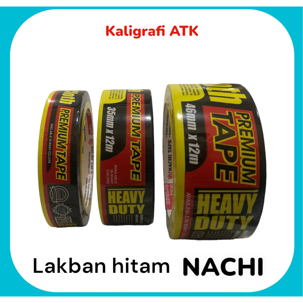 Jual Lakban hitam kain NACHI ukuran 23 mm 35 mm 46 mm 12 Meter | Shopee ...